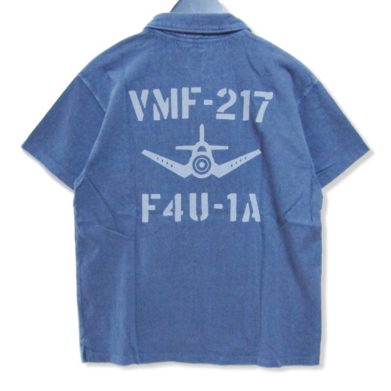 TOYS McCOY 未使用 トイズマッコイ 半袖ポロシャツ TMC1616 ロゴ U.S.M.C. VMF-217 バッグスバニー ネイビー ...