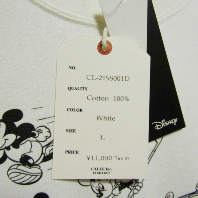 CALEE 未使用 × Disney キャリー Multi player t-shirt CL-21SS001D ディズニー 半袖Tシャツ ホワイト 白 L タグ付き 27101220 ...
