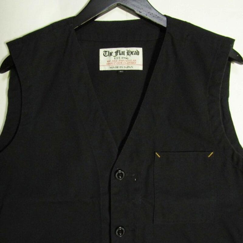 THE FLATHEAD フラッドヘッド ダックワークベスト FN-OJ-CV002 DUCK WORK VEST コットン ブラック 黒 40 タグ付き 27101564 : クラシック ...