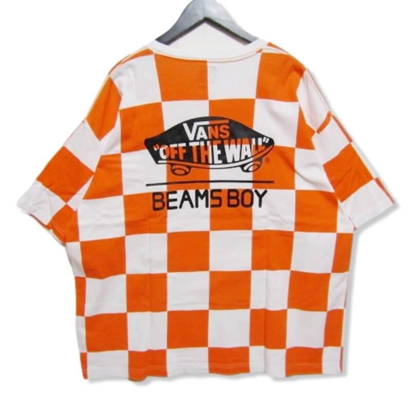VANS × BEAMSBOY バンズ 半袖Tシャツ チェッカー 121H011006 ビームス別注 2021SS ブロックチェック オレンジ ...