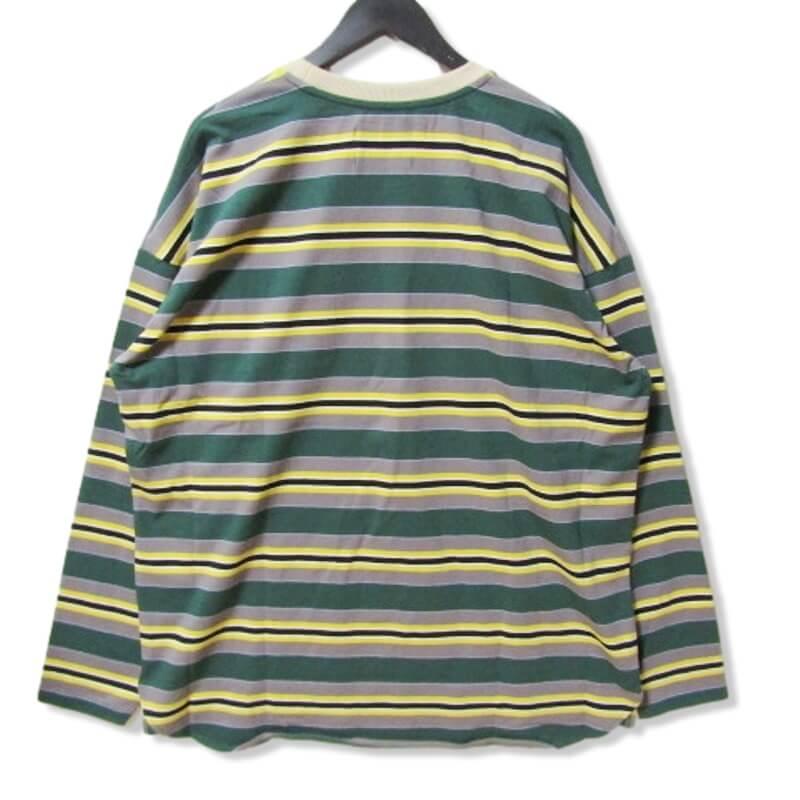 未使用 WHIMSY ウィムジー 長袖Tシャツ SNAP SLEEVE BORDER TOP ボーダー ポケット Tee ベージュ グリーン XL タグ付き 27104057 : クラシック ...