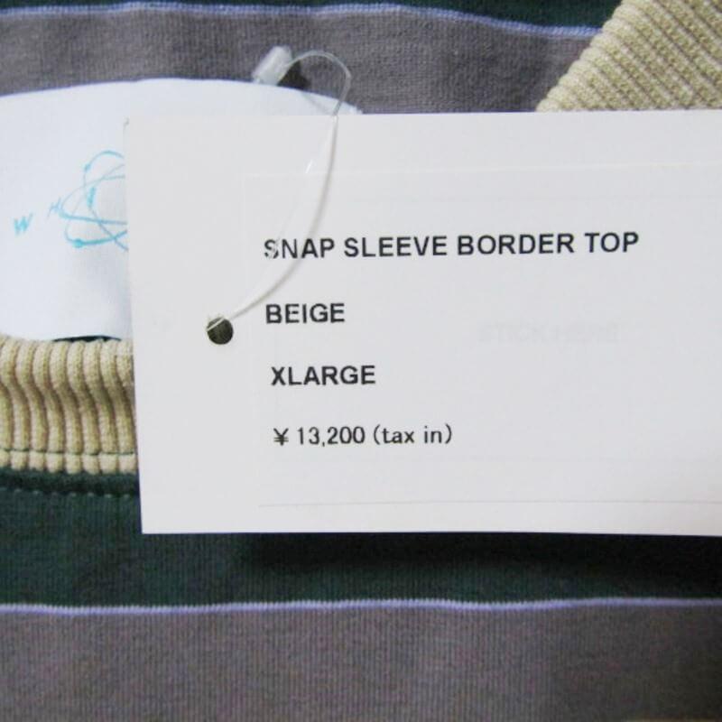 未使用 WHIMSY ウィムジー 長袖Tシャツ SNAP SLEEVE BORDER TOP ボーダー ポケット Tee ベージュ グリーン XL タグ付き 27104057 : クラシック ...