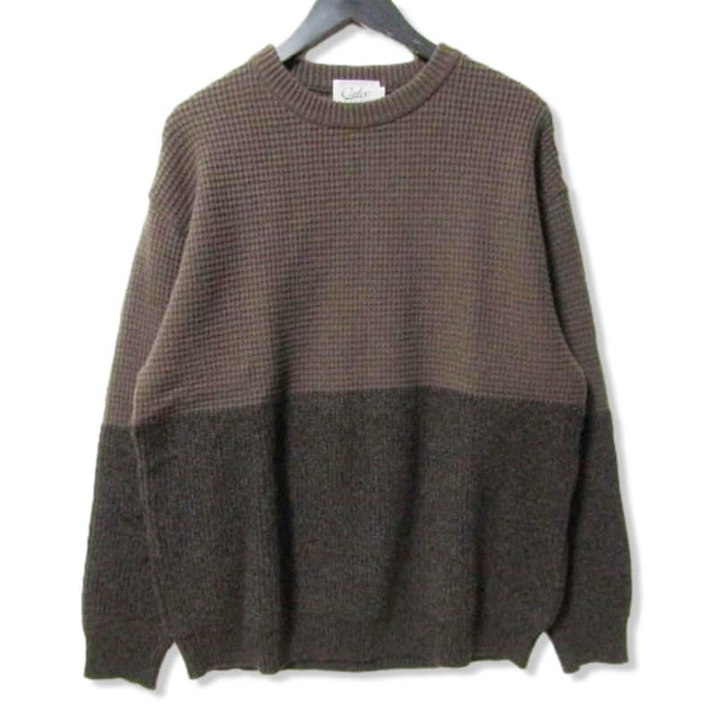 CALEE キャリー クルーネックニット TWO TONE CREW NECK KNIT SWEATER 長袖 ウール バイカラー 日本製 ブラウン L 27104813 :27104813 ...