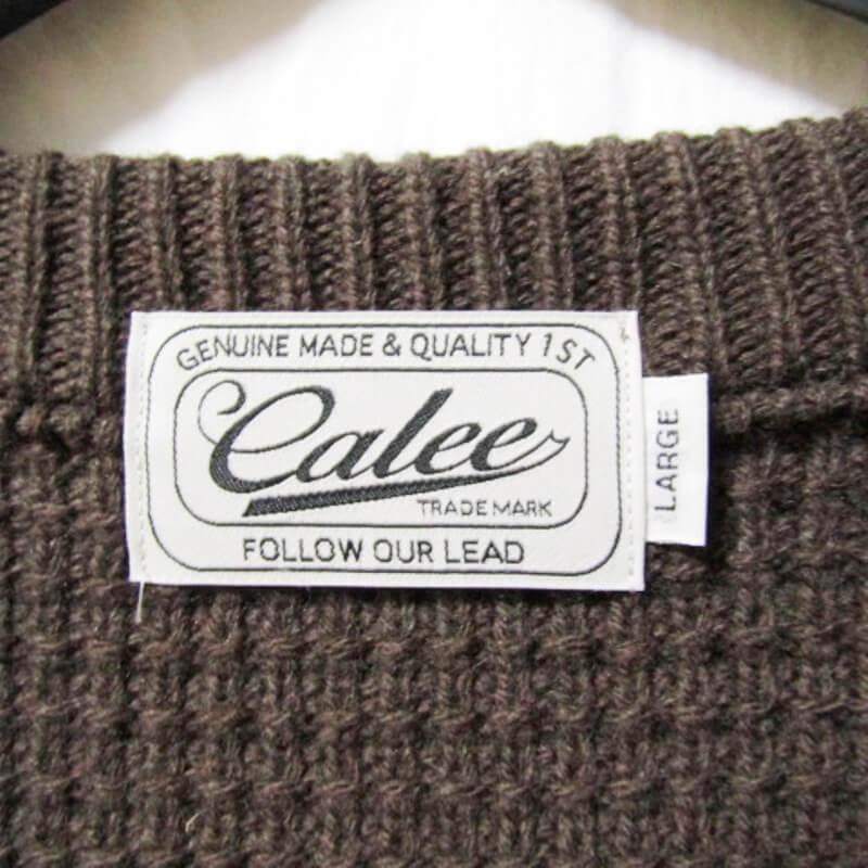 CALEE キャリー クルーネックニット TWO TONE CREW NECK KNIT SWEATER 長袖 ウール バイカラー 日本製 ブラウン L 27104813 :27104813 ...