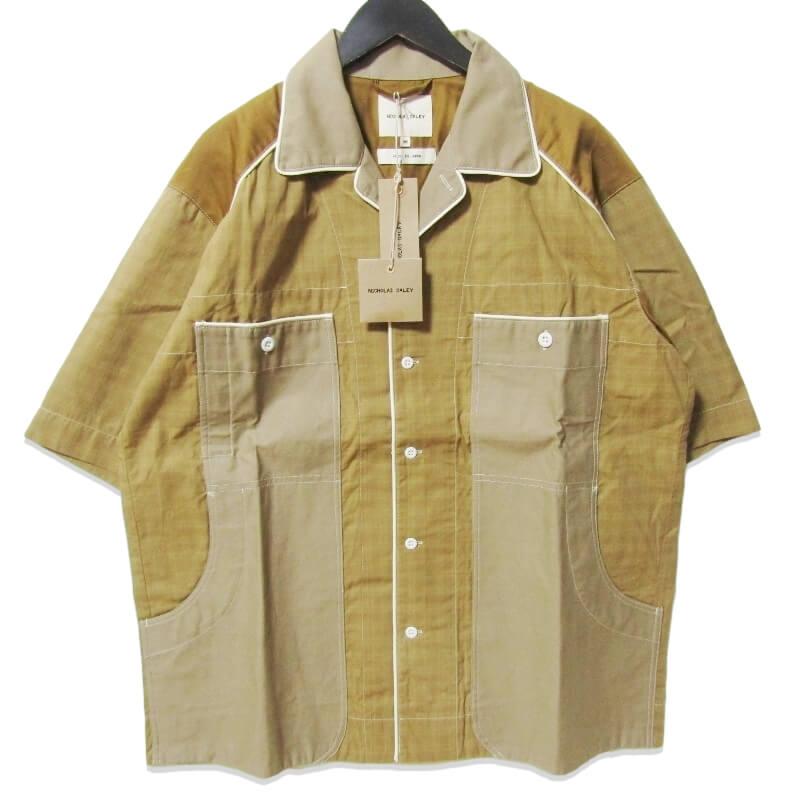 未使用 NICHOLAS DALEY ニコラスデイリー BOWLING SHIRT ND-SS22-BS1-C-KHCH ボウリングシャツ チェック 半袖シャツ カーキ M 27108764 ...