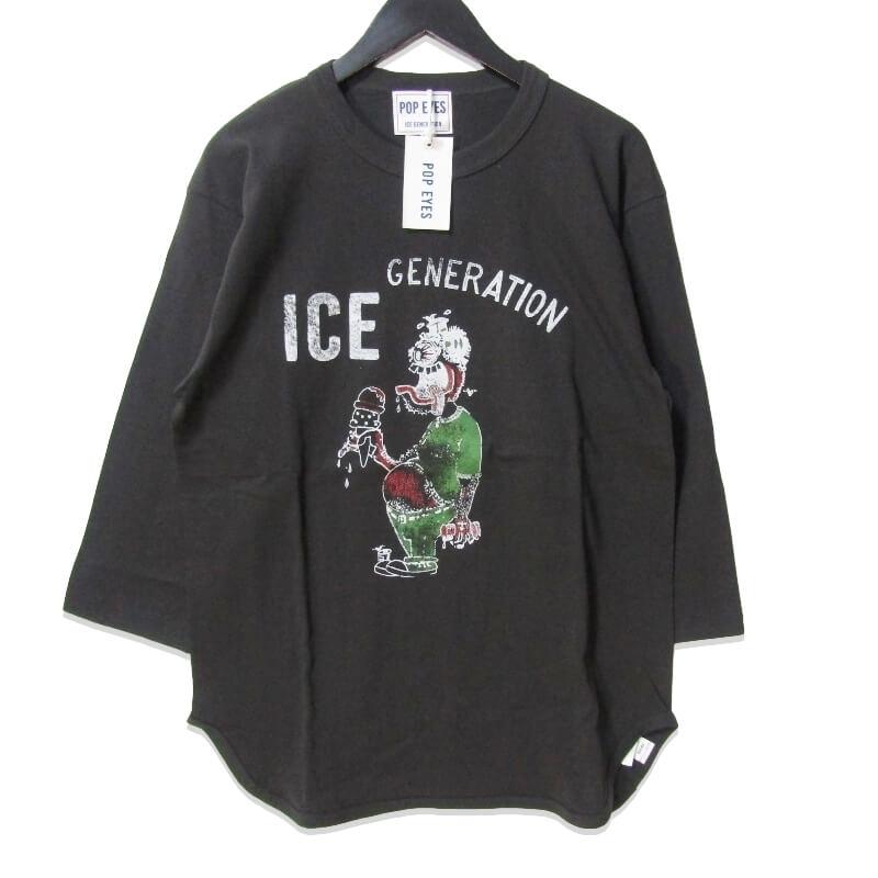 未使用 POP EYES ポップアイズ 七分袖Tシャツ 22AW PPE-004 Baseball Tee ICE GENERATION ベースボールTee ブラック XL 27108925 ...