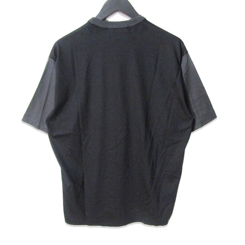 未使用 LANVIN ランバン 半袖Tシャツ CS502 ACTIVE WOOL BLOCKING TEE SUPER120'S メリノウール 天竺T ネイビー 46 タグ付き ...