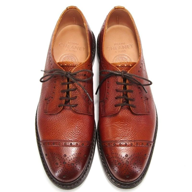 美品 CHEANEY チーニー TENTERDEN 2R グレインカーフ テンターデン ダイナイトソール マホガニー UK7F 箱付シューズ ...