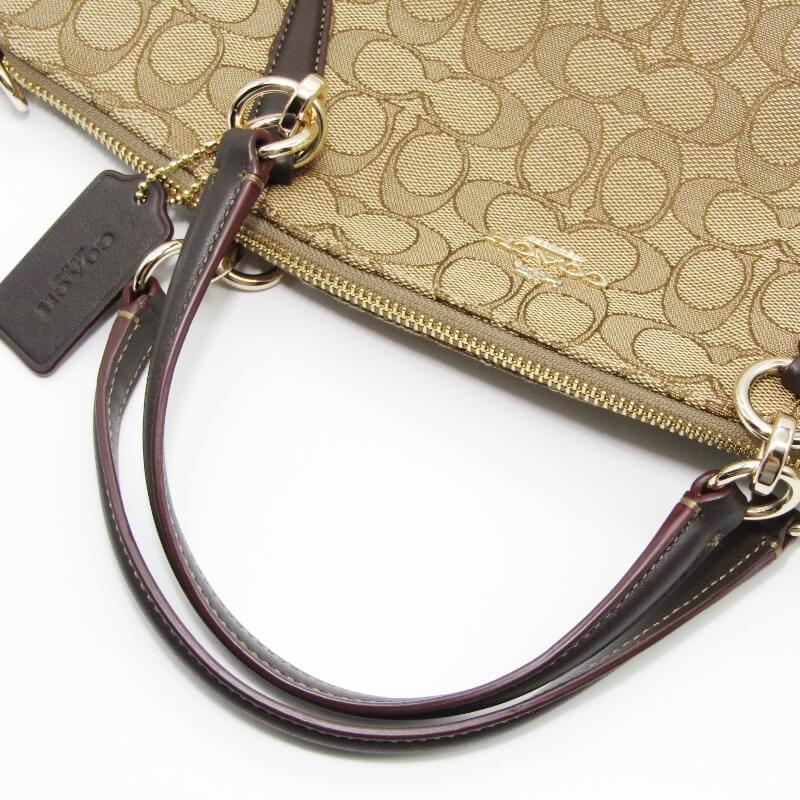 美品 COACH コーチ ハンドバッグ F36625 シグネチャー スモール ケルシー サッチェル レディース 2Wayショルダー ベージュ ...
