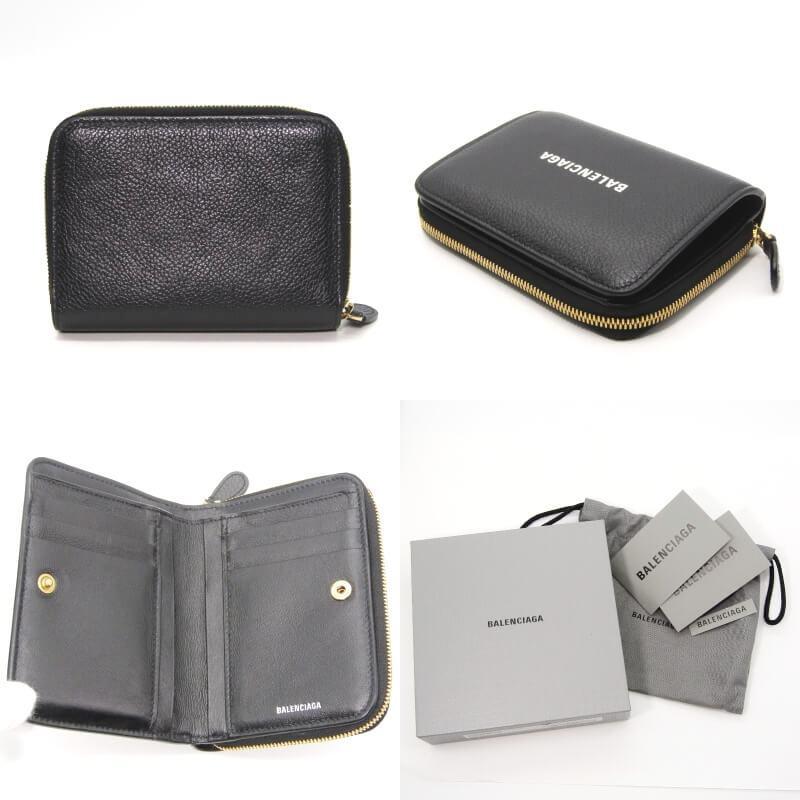 BALENCIAGA バレンシアガ 二つ折り財布 650871 1IZIM 1090 ロゴ バイフォールド ウォレット ブラック 黒 ...