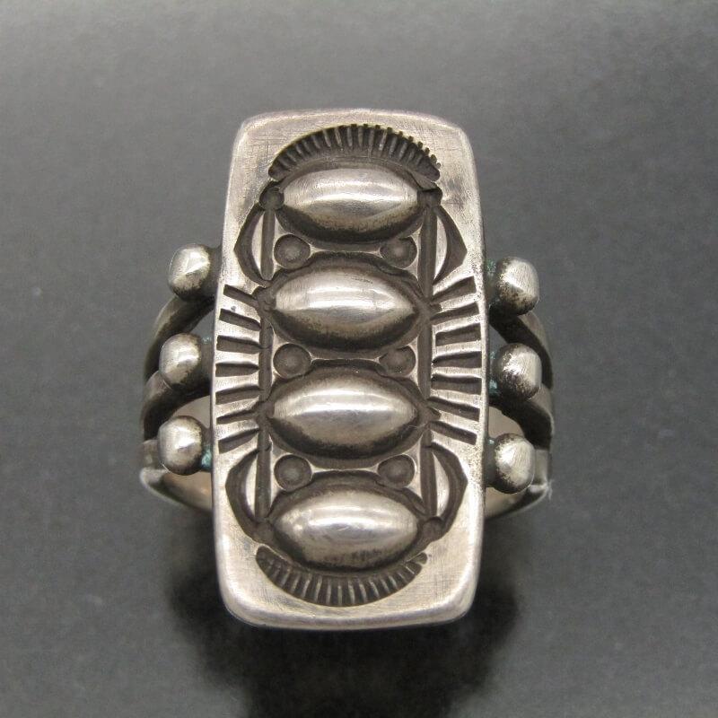 美品 Edison Sandy Smith ナバホ族 リング スタンプワーク エディソンサンディスミス ESS メンズ レディース 指輪 13 ...