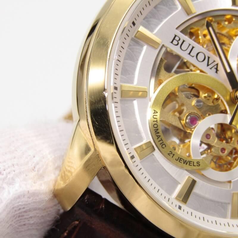 BULOVA ブローバ クラシック 97A138 自動巻き スケルトン カーフレザー ベルト アナログ メンズ ケース43mm ゴールド ...