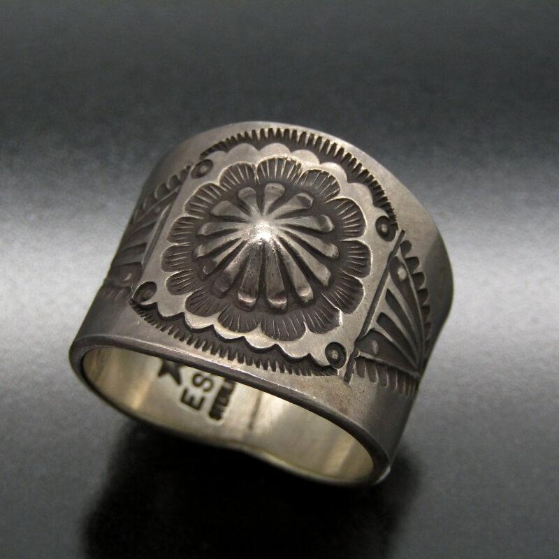 Edison Sandy Smith ナバホ族 リング スタンプワーク エディソンサンディスミス アポロ メンズ レディース 指輪 25号 ...