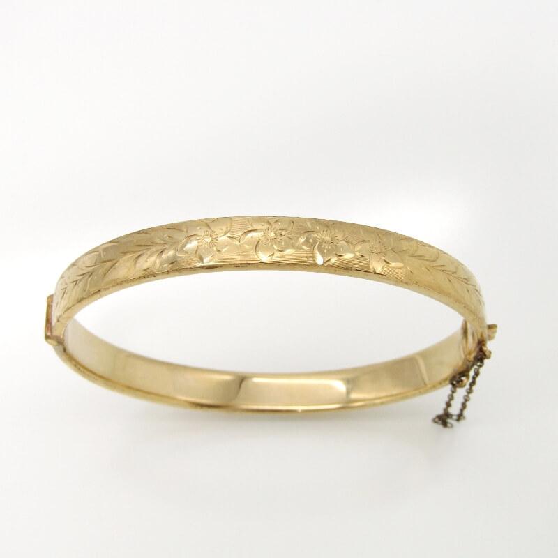 ヴィンテージ JS社製 ブレスレット 1/5 9ct ロールド ゴールド ROLLED GOLD バングル フラワー アンティーク ユニセックス 28009495 : クラシック - 通販 ...