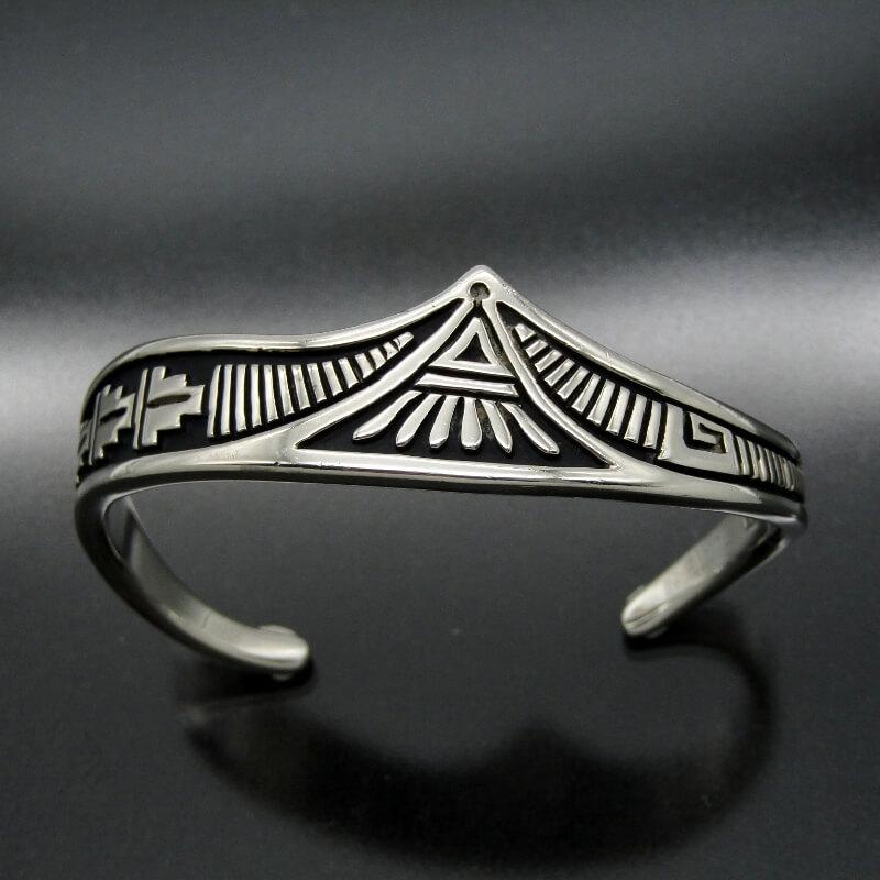 Steven J Begay ナバホ族 バングル オーバーレイ スティーブンJビゲイ ウェーブ ブレスレット メンズ レディース ...