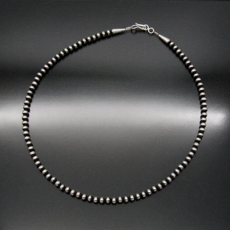 美品 Ericka Nicolas Begay ナバホ族 ネックレス ビーズ 5mm/50cm ナバホパール チェーン ENB エリッカニコラスビゲイ SV925 28010259 ...