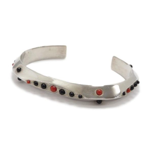 Ernest Benally アーネスト・ベナリー ナバホ族 バングル ブレスレット コーラル ジェット インレイ インディアンジュエリー ...