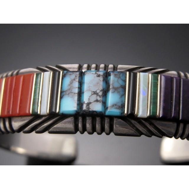 Bitsoi Russell ナバホ族 バングル インレイ ブレスレット ビソイ・ラッセル インディアンジュエリー 中古【中古 ...