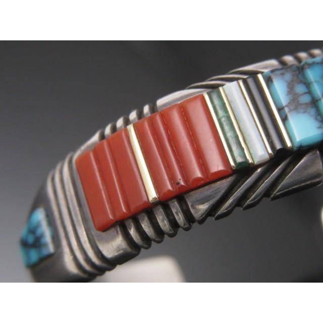 Bitsoi Russell ナバホ族 バングル インレイ ブレスレット ビソイ・ラッセル インディアンジュエリー 中古【中古 ...