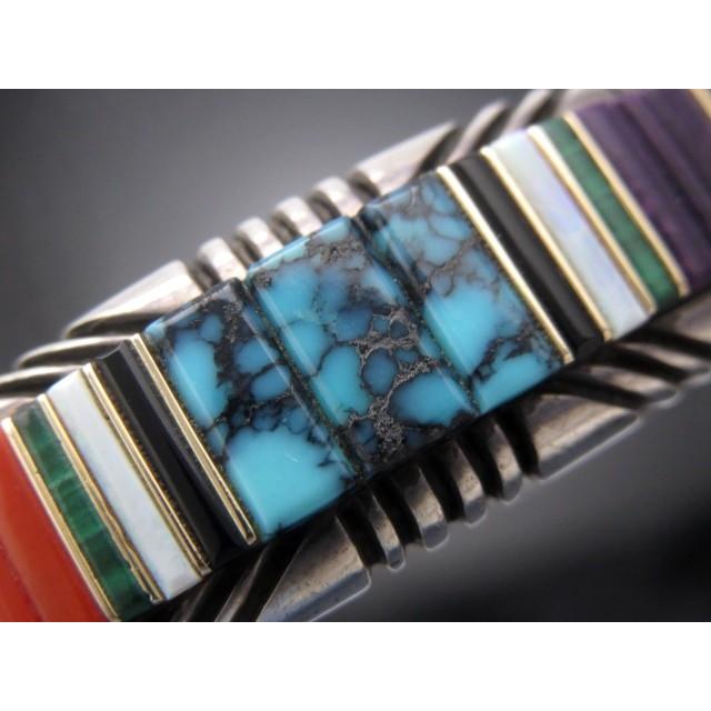 Bitsoi Russell ナバホ族 バングル インレイ ブレスレット ビソイ・ラッセル インディアンジュエリー 中古【中古 ...