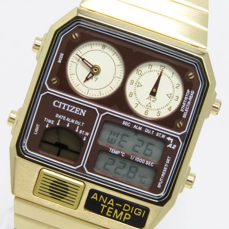 CITIZEN 未使用 シチズン アナデジテンプ JG2103-72X 復刻 ANA-DIGI TEMP RECORD LABEL ゴールド 30011700 : クラシック - 通販 ...