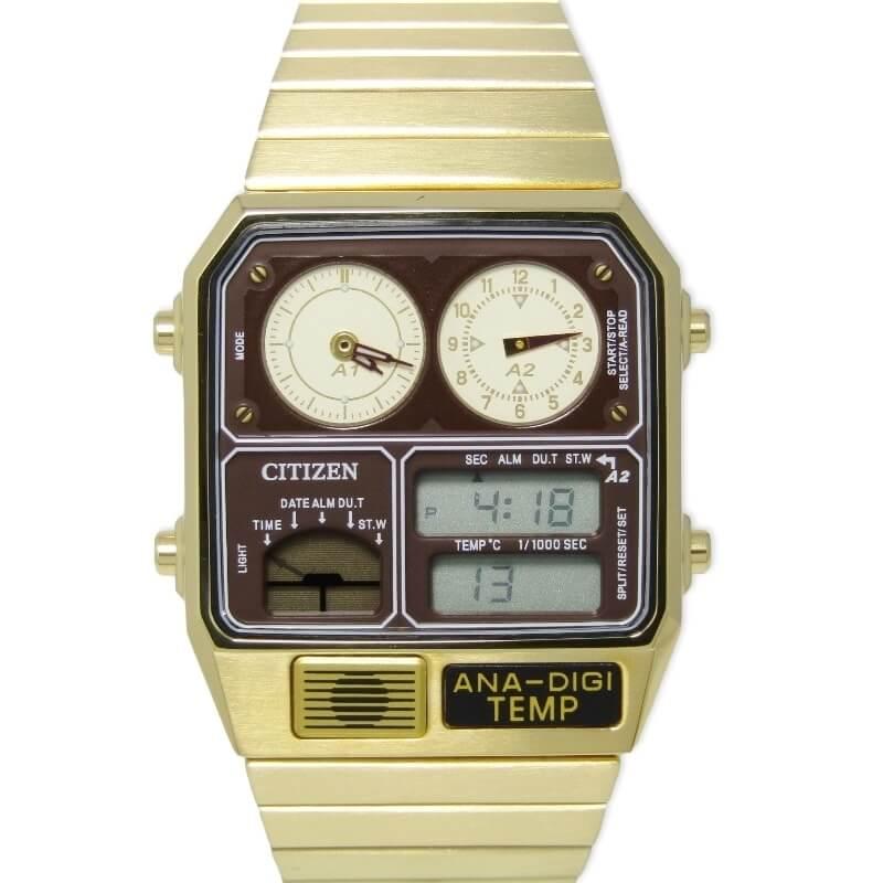 CITIZEN 未使用 シチズン アナデジテンプ JG2103-72X 復刻 クロノグラフ 温度計 ANA-DIGI TEMP ゴールド 30011735 : クラシック - 通販 ...