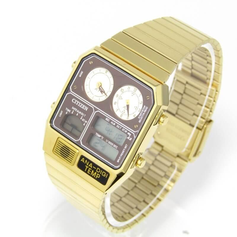 CITIZEN 未使用 シチズン アナデジテンプ JG2103-72X 復刻 クロノグラフ 温度計 ANA-DIGI TEMP ゴールド 30011735 : クラシック - 通販 ...