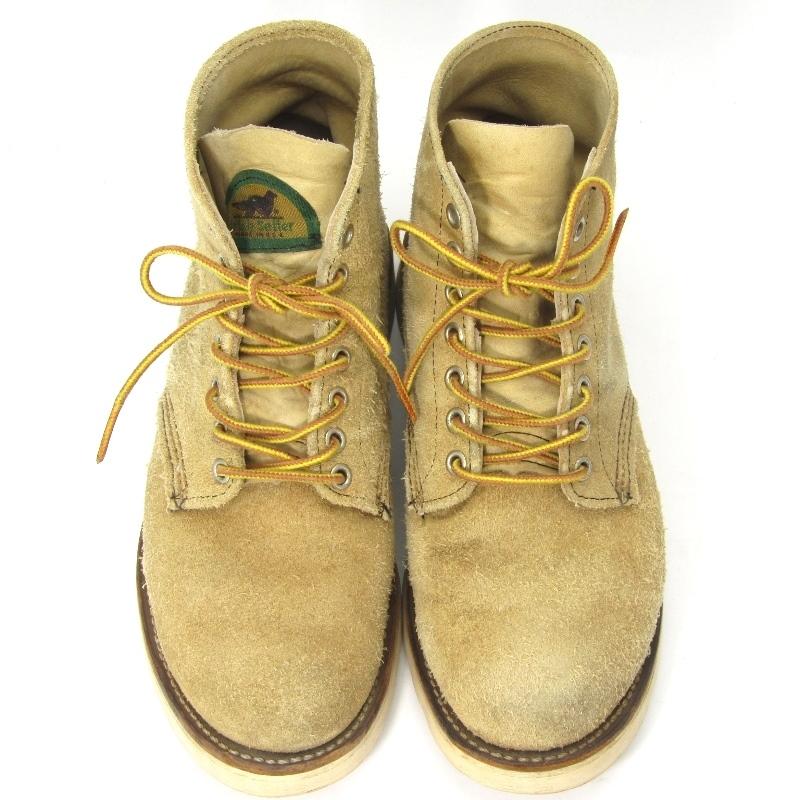 RED WING SHOES REDWING レッドウィング US7.5E 25.5cm ラウンドトゥ 8167 半円犬タグ ワークブーツ 1997年製 タン ラフアウト 箱付 ...