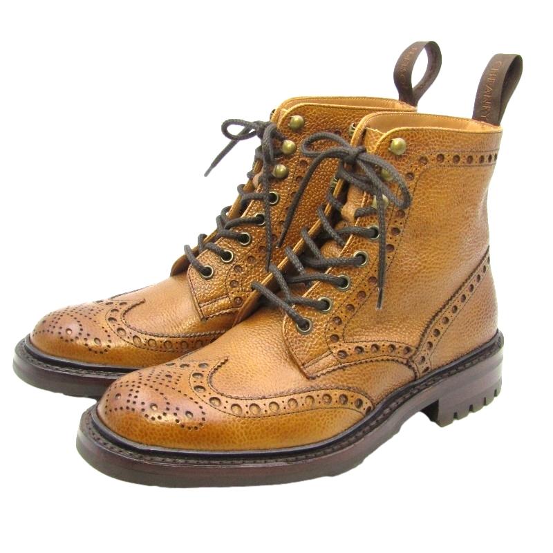 美品 JOSEPH CHEANEY ジョセフチーニー UK6.5F カントリーブーツ TWEED C グレインカーフ コマンドソール シボ革 ...