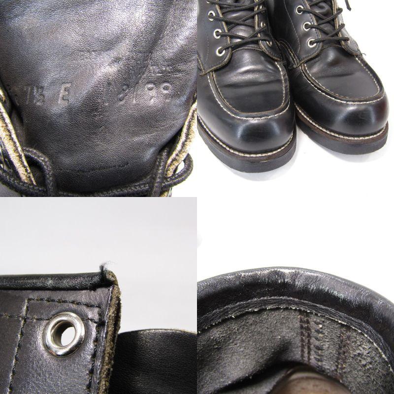 RED WING SHOES REDWING レッドウィング US7.5E 25.5cm モックトゥ 8179 刺繍羽タグ 1996年製 VIBRAM#4014仕様 カスタム ブラック ...