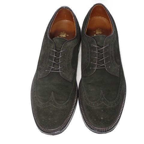 良品 ALDEN オールデン ロングウィングチップ N6504 スエード 伊勢丹別注 限定 ハンターグリーン US6.5D 24.5cm 箱付 ...