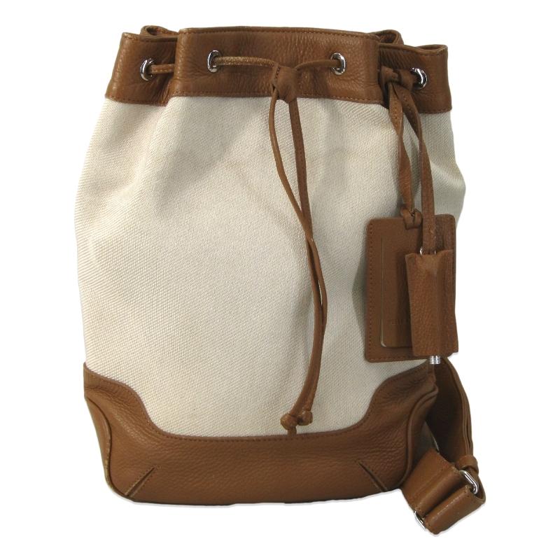 PELLE MORBIDA ペッレモルビダ ショルダーバッグ キャンバス レザー ワンショルダー巾着 ブラウン/ベージュ 40010212 ...