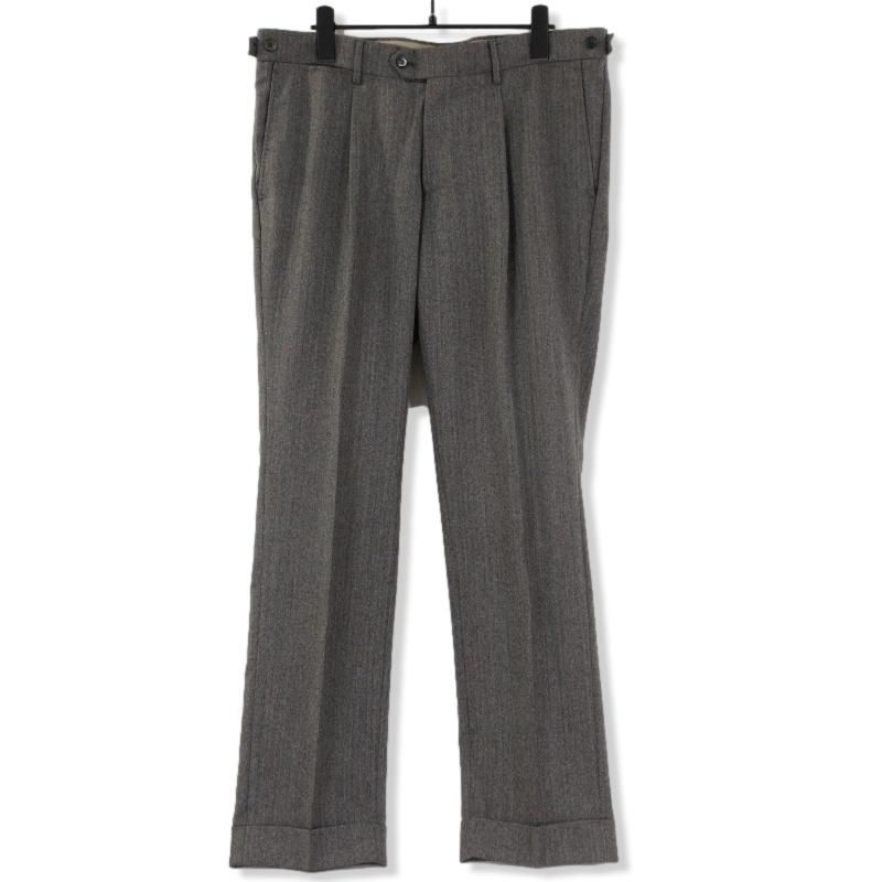 BERWICH ベルウィッチ スラックスパンツ vesuvio 1p イタリア製 ウール ヘリンボーン グレー 50 メンズ 中古 ...