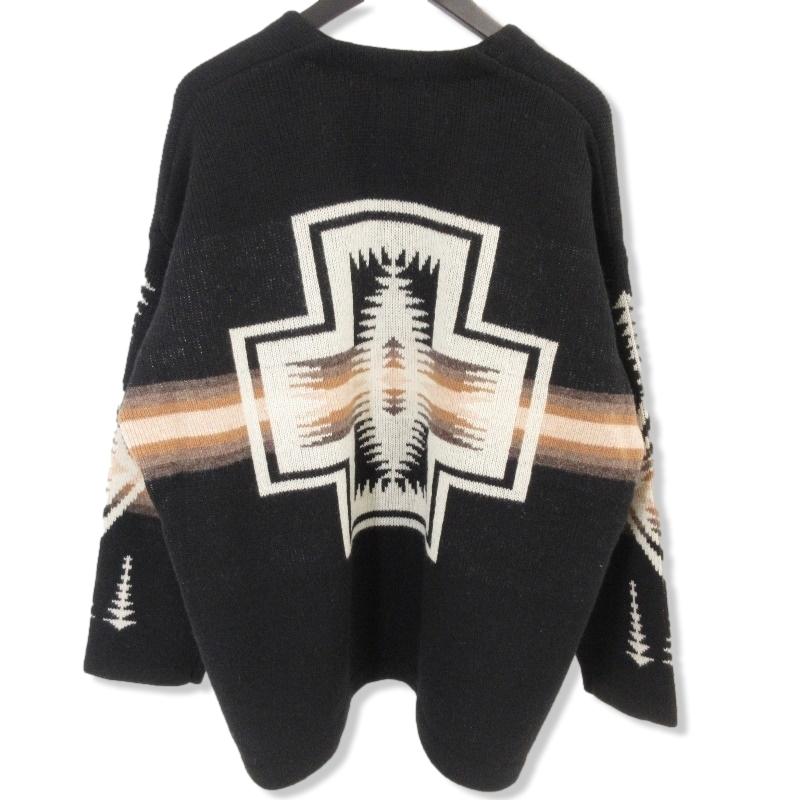 PENDLETON 未使用 ペンドルトン ニットカーディガン 1575-6211 別注 JACQUARD KNIT CARDIGAN Vネック ブラック 黒 L メンズ 中古 43002333 ...