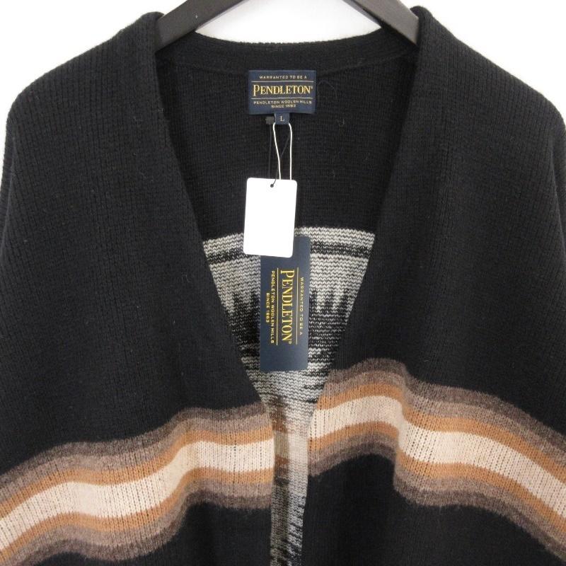 PENDLETON 未使用 ペンドルトン ニットカーディガン 1575-6211 別注 JACQUARD KNIT CARDIGAN Vネック ブラック 黒 L メンズ 中古 43002333 ...