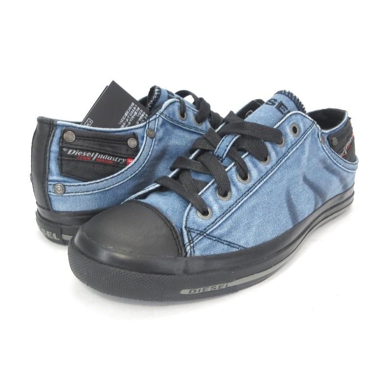 DIESEL 未使用 ディーゼル EXPOSURE LOW 1 デニム 加工 エクスポージャー ローカット INDIGO 27cm 箱付 ...