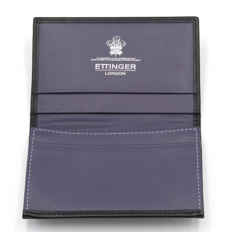 美品 ETTINGER エッティンガー カードケース ST143JR VISITING CARD CASE 名刺入れ ロイヤルコレクション カーフ BK/PP レザー 中古 50008774 ...