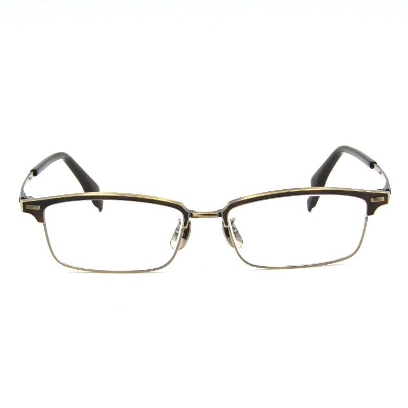 FOURNINES（スノーボードウェア） 999.9 フォーナインズ メガネフレーム S-916T ブロウ スクエア 3/ アンティークゴールド 度入り メガネ 眼鏡 サングラス 中古 ...