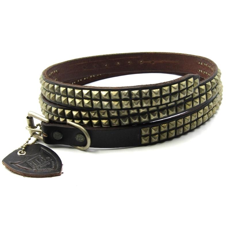 HTC 美品 エイチティーシー ベルト ＃14 PYRAMID STUDS 2LINE ピラミッド スタッズ 0.75inch ブラック 黒 ...