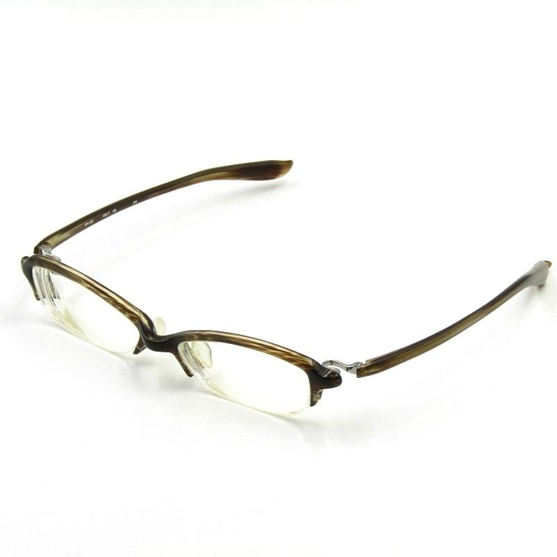 999.9 フォーナインズ メガネフレーム NPN-902 ネオプラスチック ハーフリム 348/ラインダークブラウン 度入り 眼鏡 サングラス 中古 50013207 : 50013207 ...