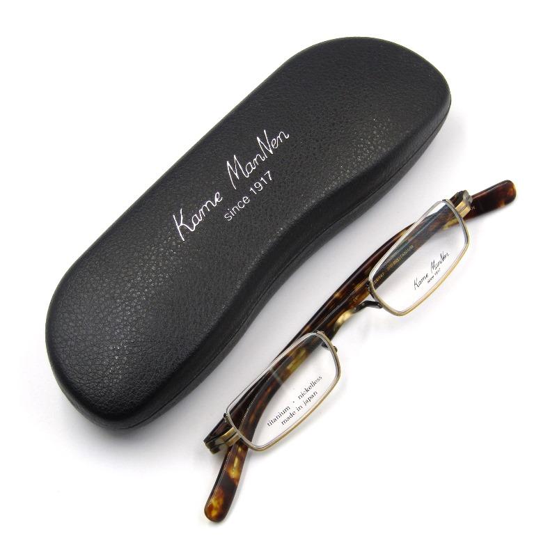 未使用 Kame ManNen カメマンネン メガネフレーム KMN-94 アンダーリム スクエア 日本製 C-1 アンティークゴールド/バ ...