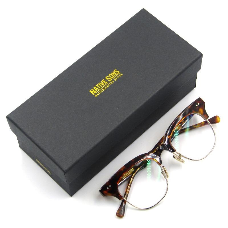 未使用 NATIVE SONS ネイティブサンズ メガネフレーム NewMan 48 PM-018X ニューマン ブロウ スクエア 日本製 Honey Tortoise 50016067 ...