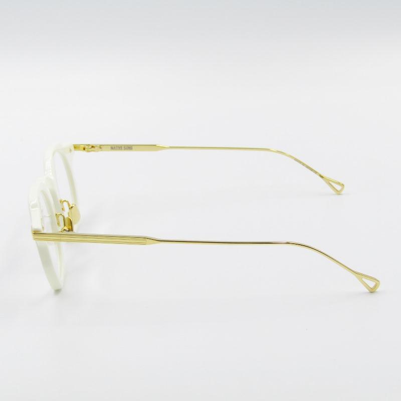 未使用 NATIVE SONS ネイティブサンズ メガネフレーム Bradbury PM-008P ブラッドベリ オクタゴン ラウンド 日本製 Bone/Gold 50016068 ...