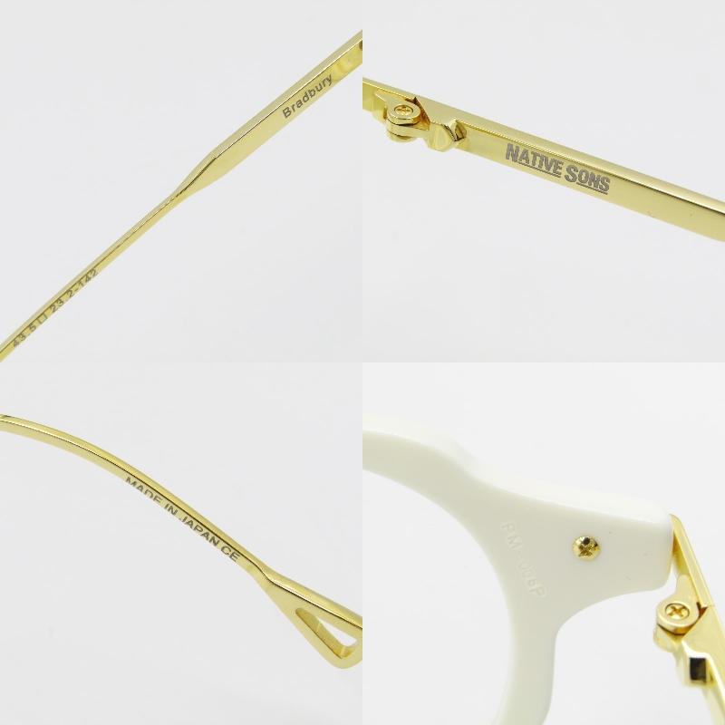 未使用 NATIVE SONS ネイティブサンズ メガネフレーム Bradbury PM-008P ブラッドベリ オクタゴン ラウンド 日本製 Bone/Gold 50016068 : ...