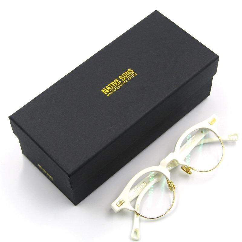未使用 NATIVE SONS ネイティブサンズ メガネフレーム Hitchcock PM-012P ヒッチコック パント ブロウ 日本製 BONE/GOLD 50016070 : ...