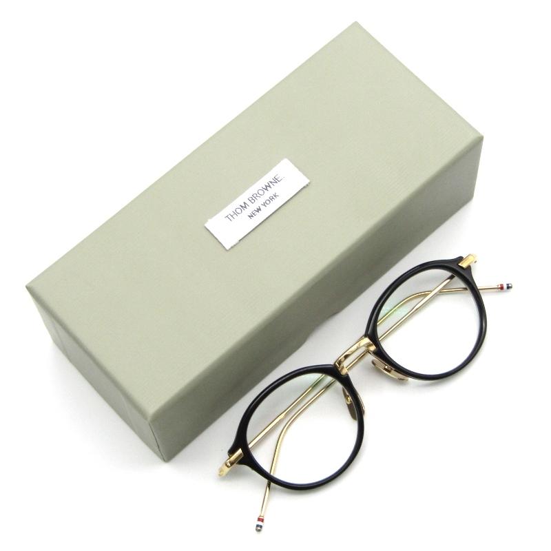 THOM BROWNE 美品 トムブラウン メガネフレーム TB-011A-46 ボストン コンビ 日本製 BLACK/SHINY 12K GOLD 50017955 : クラシック - 通販 ...