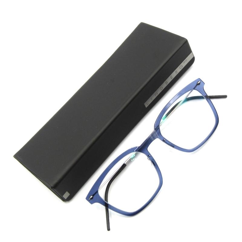 未使用 LINDBERG リンドバーグ メガネフレーム NOW 6645 スクエア ナウ コンビ デンマーク製 14/P10 ブルー/シルバー ...