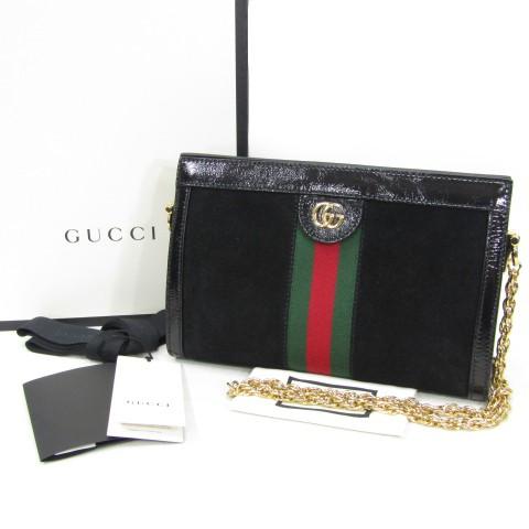未使用 GUCCI グッチ オフィディア ショルダーバッグ 503877 D6ZYG 1060 チェーン レザー レシート付 ブラック ...
