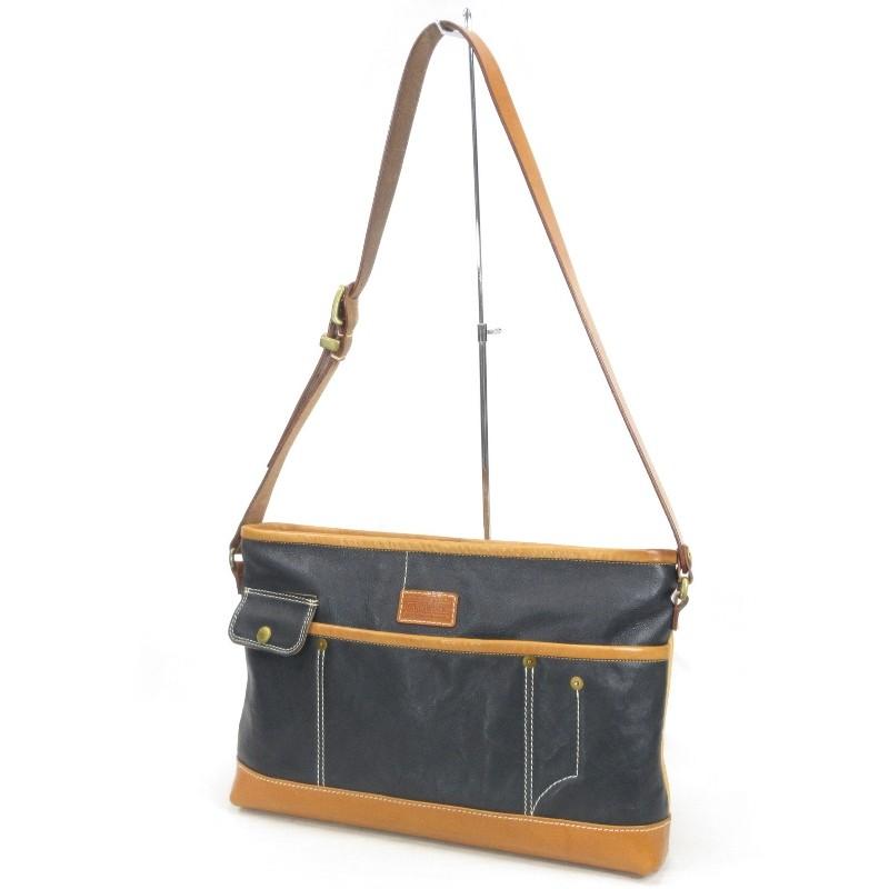 TENJIN WORKS 天神ワークス ショルダーバッグ SP02 ショルダーポーチ 天ファスナー 横型 A4対応 ネイビー 紺 レザー バッグ 鞄 中古 60004907 : クラシック ...