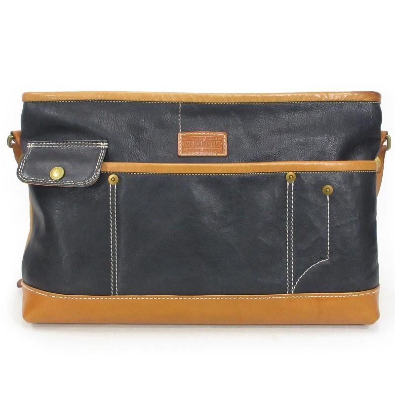 TENJIN WORKS 天神ワークス ショルダーバッグ SP02 ショルダーポーチ 天ファスナー 横型 A4対応 ネイビー 紺 レザー バッグ 鞄 中古 60004907 : クラシック ...